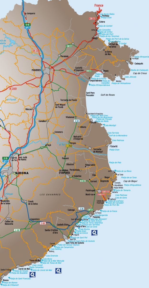 Mapa Costa Brava Playas Mapa